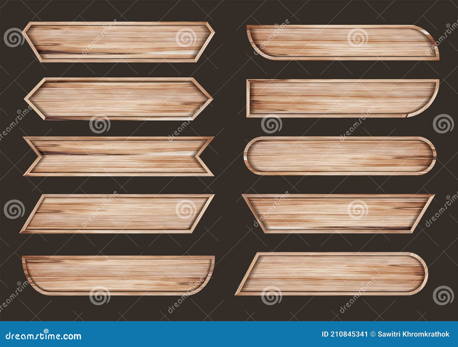 Vector Wooden Sign Boards with Headline Title Bar Design Stock Vector ...