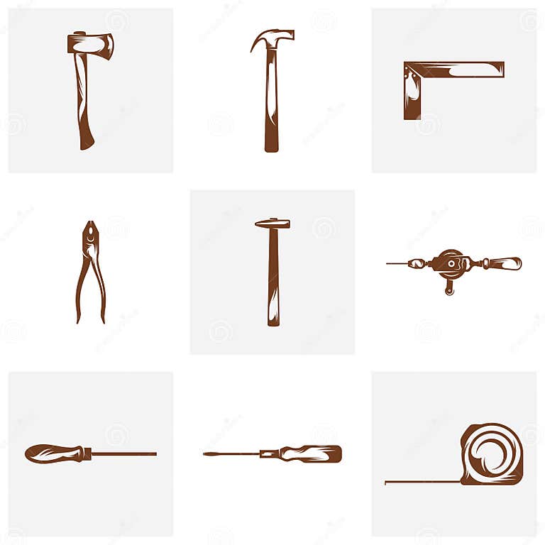 Vector Woodworker Tools Icon Set, Design Symbol, Illustration Stock ...