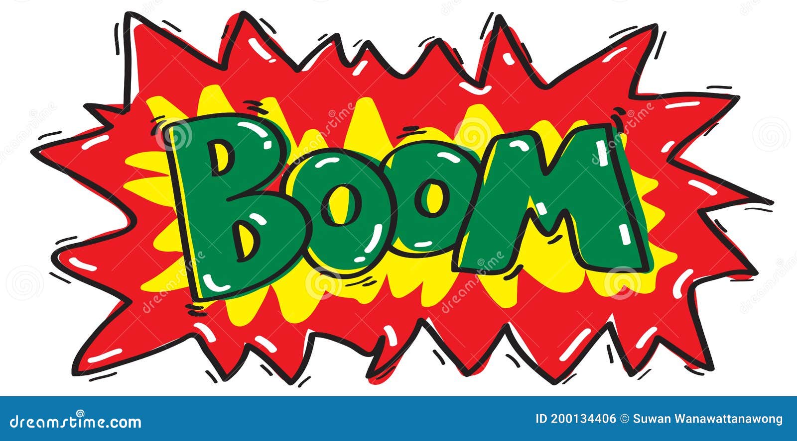 Vector Word BOOM Freehand Doodle for Comic.Drawing Word BOOM Stock ...