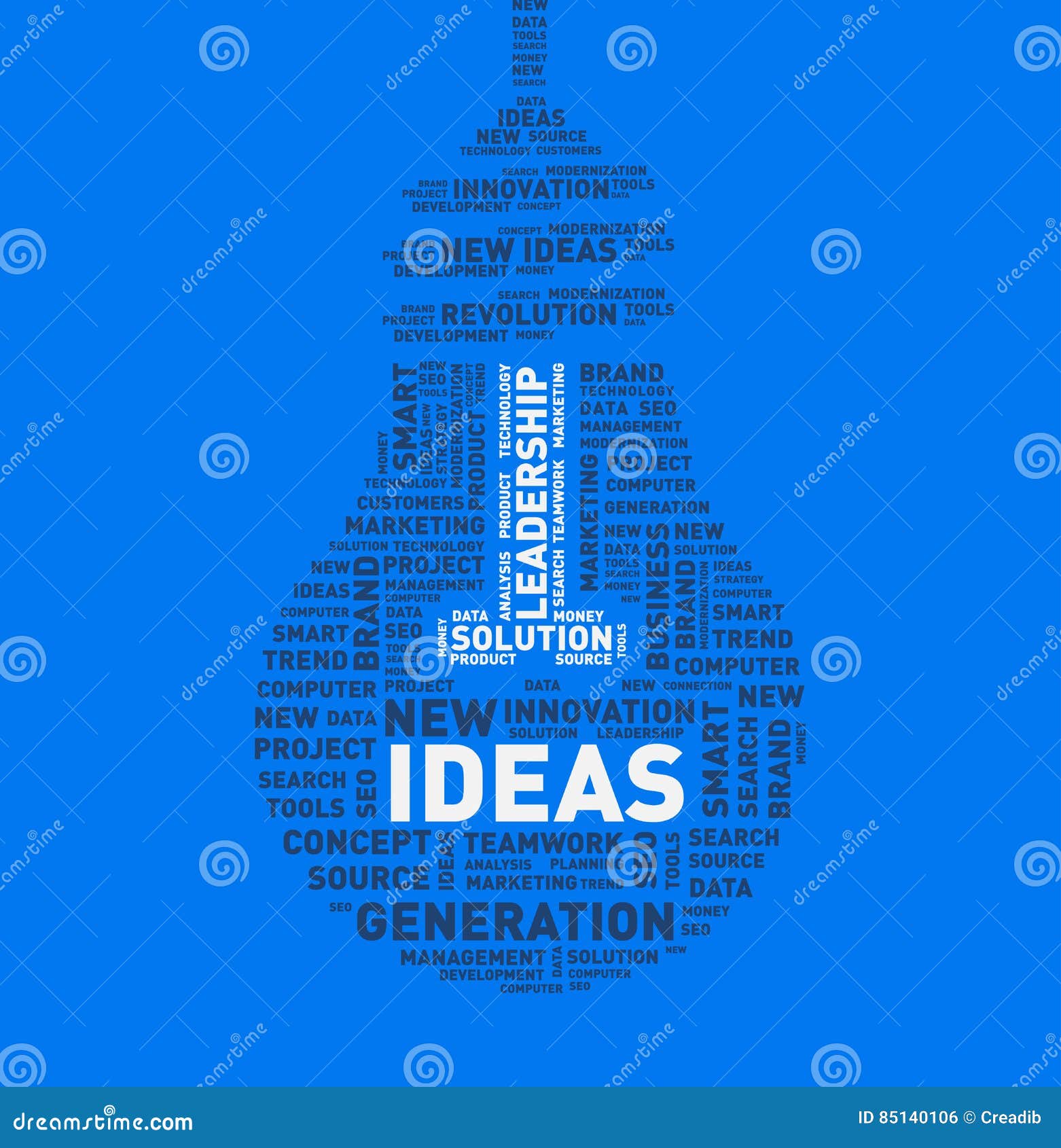 Vector Word Cloud of Ideas Light Bulb Stock Vector - Illustration of ...