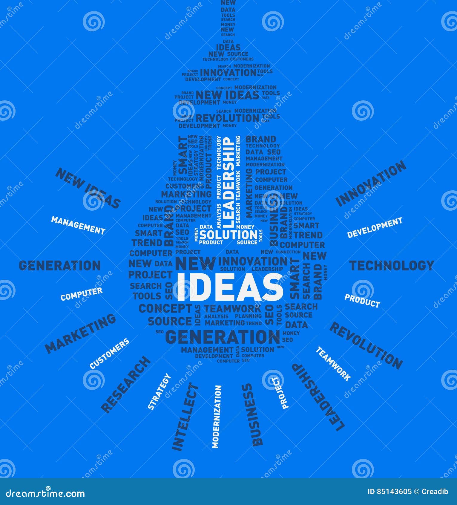 Vector Word Cloud of Ideas Light Bulb Stock Vector - Illustration of ...