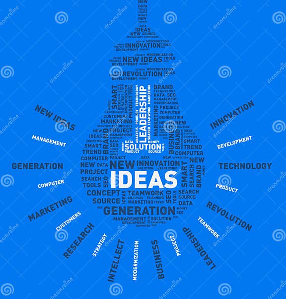 Vector Word Cloud of Ideas Light Bulb Stock Vector - Illustration of ...