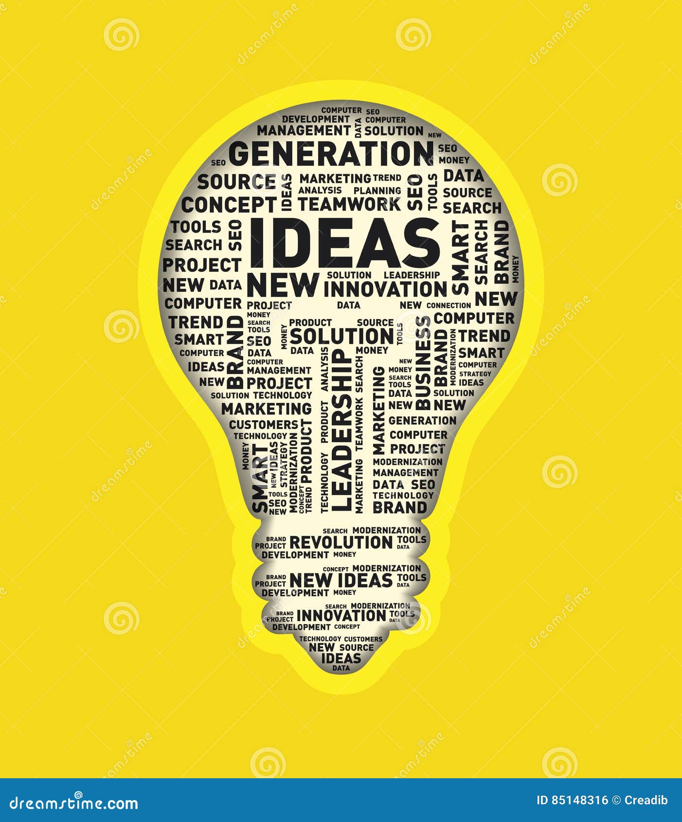 Vector Word Cloud of Ideas Light Bulb Stock Vector - Illustration of ...
