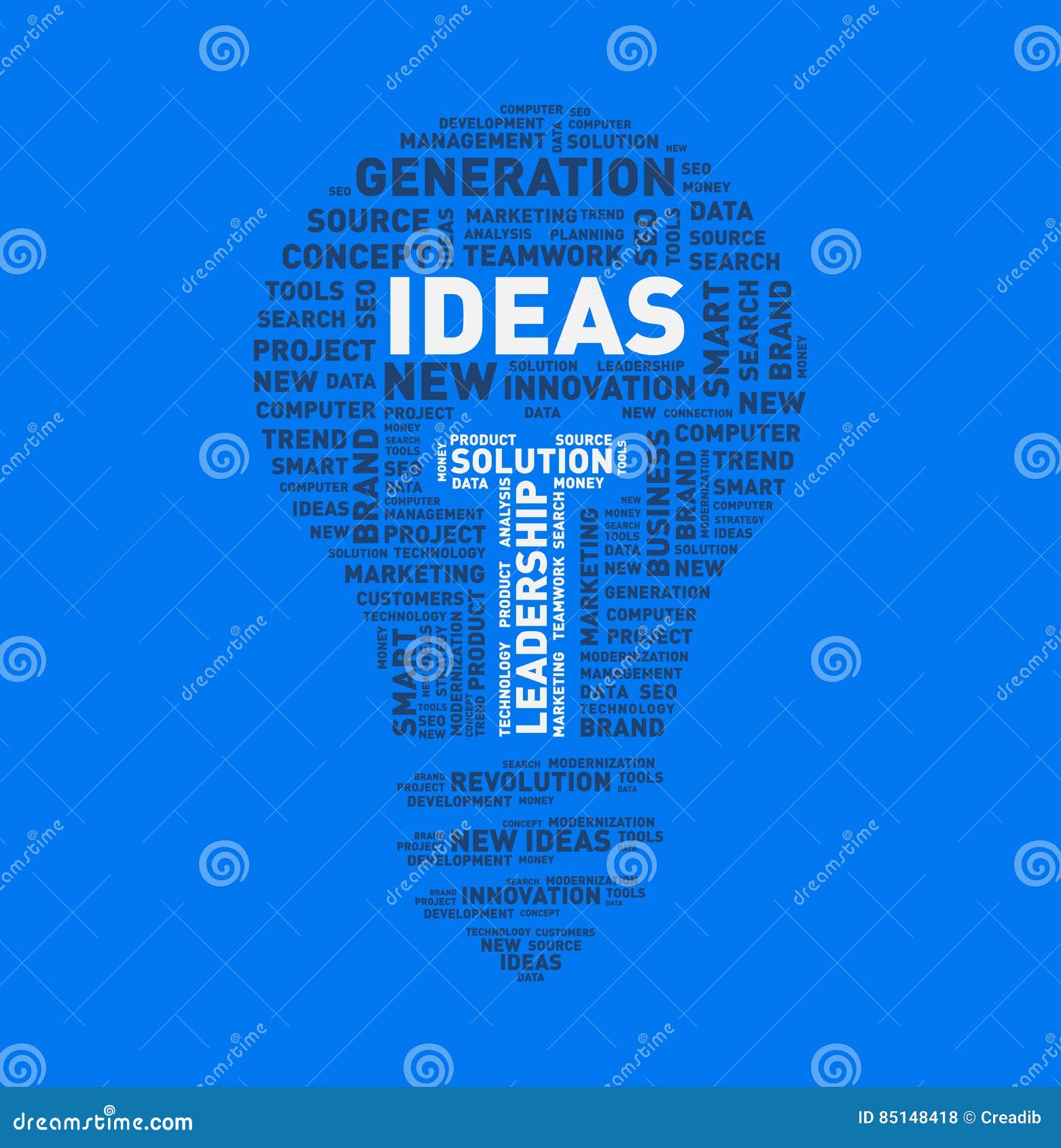 Vector Word Cloud of Ideas Light Bulb Stock Vector - Illustration of ...