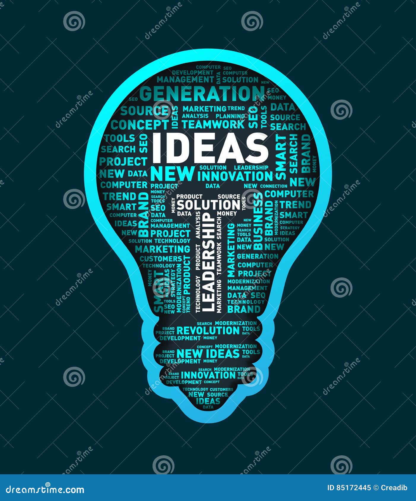 Vector Word Cloud of Ideas Light Bulb Stock Vector - Illustration of ...