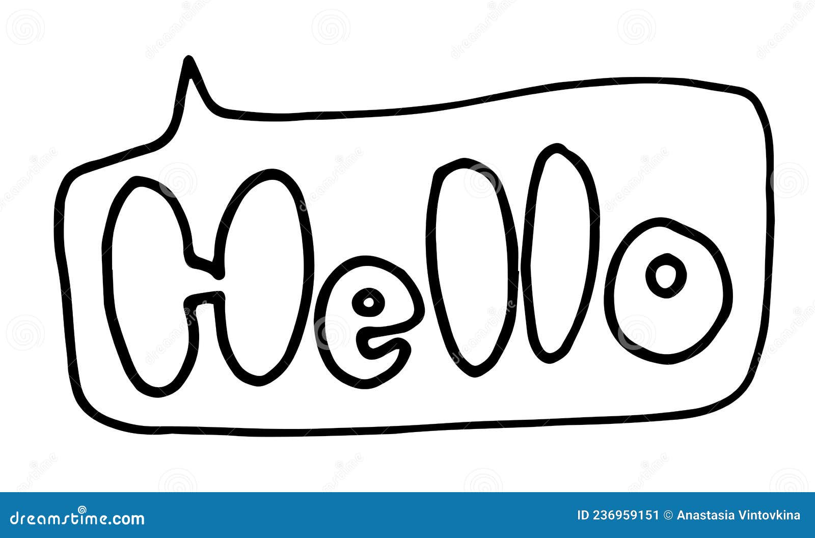The Word HELLO in the Message. a Rectangular Speech Bubble Hand-drawn ...
