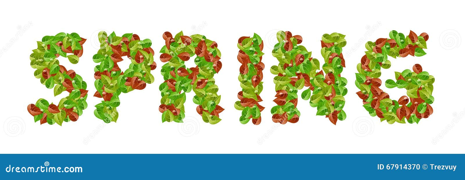 Vector Word Spring with Leaves on a White Stock Vector - Illustration ...