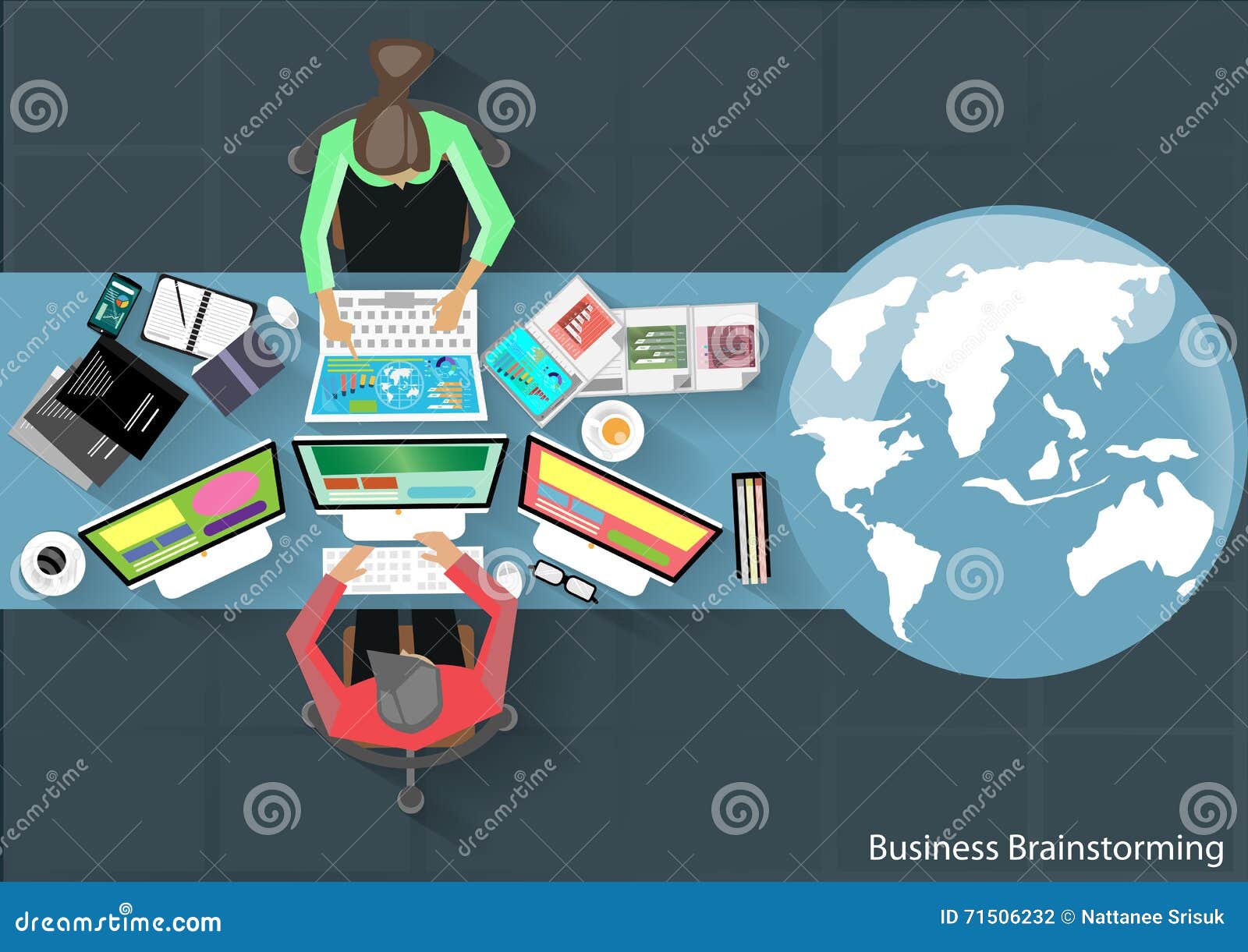 Vector Work Place Businessman Brainstorming. Stock Vector ...
