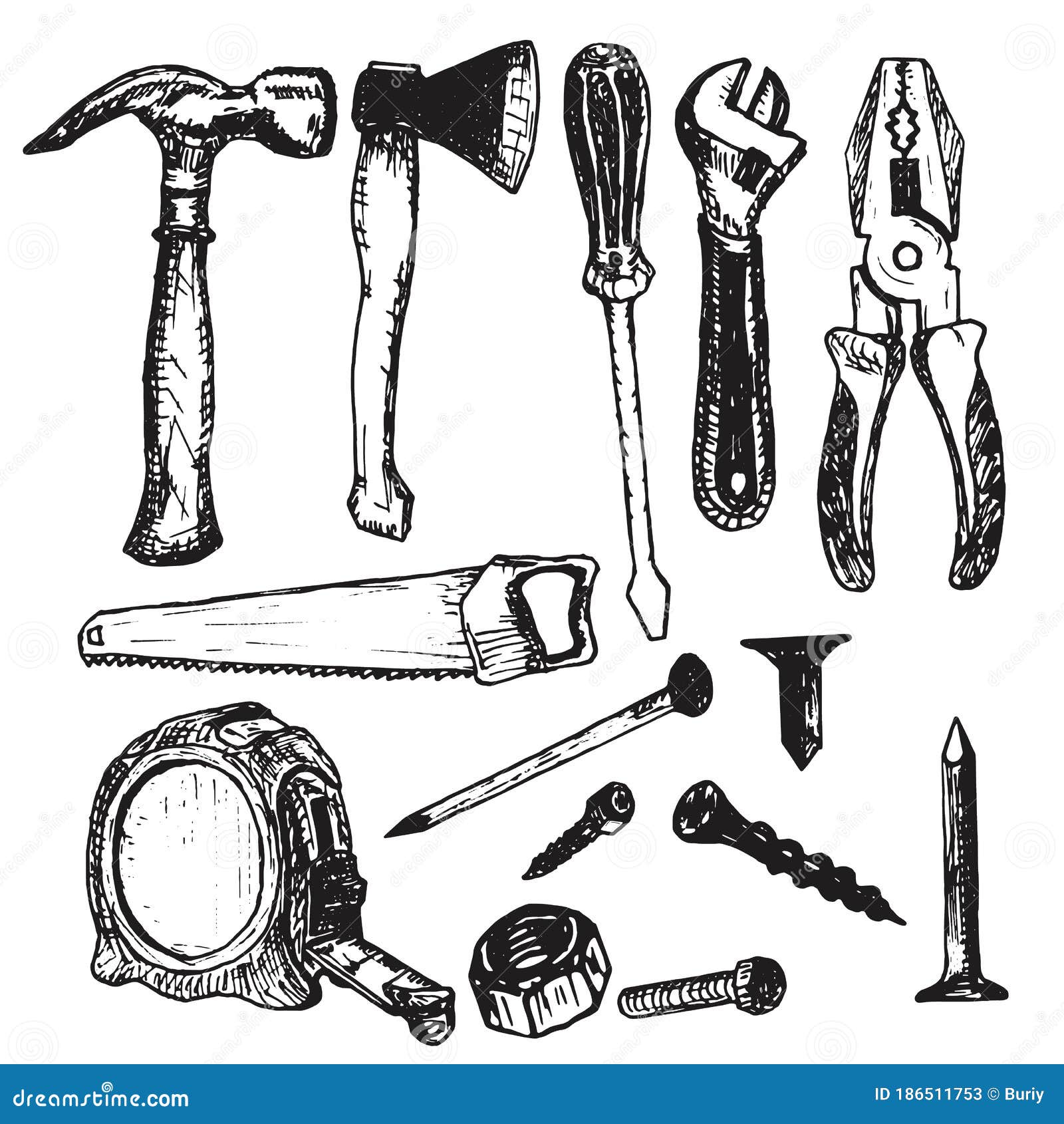 Work tool sketch stock vector. Illustration of icon - 186511753