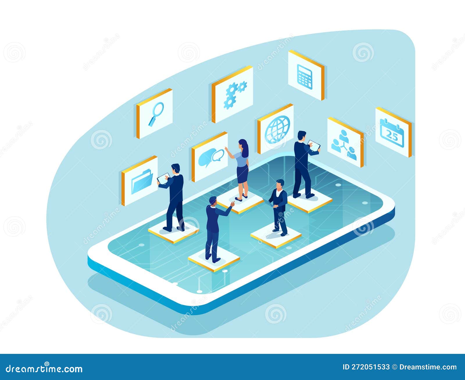 Vector of Working Businesspeople Using Communicating Via Digital ... Vector of Working Businesspeople Using Communicating Via Digital ...