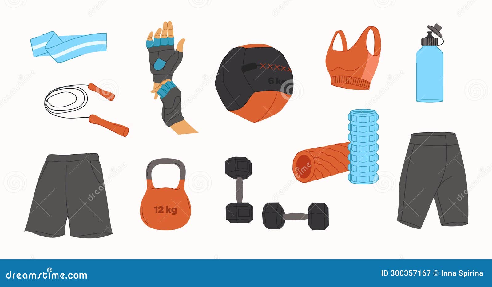 Vector Workout Objects Set. Gym Equipment Flat Design. Collection on ...