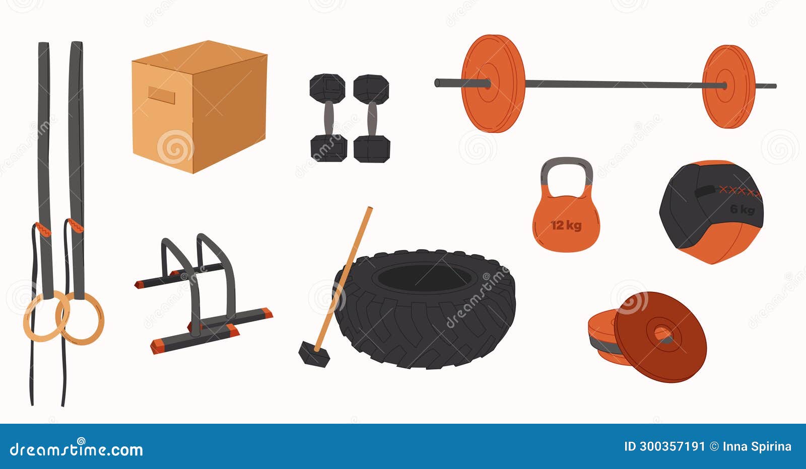 Vector Workout Objects Set. Gym Equipment Flat Design. Collection on ...