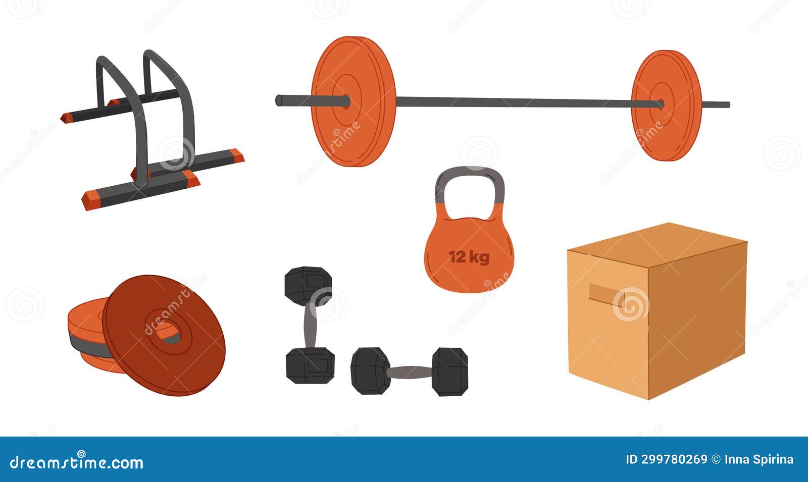 Vector Workout Objects Set. Gym Equipment Flat Design. Collection on ...