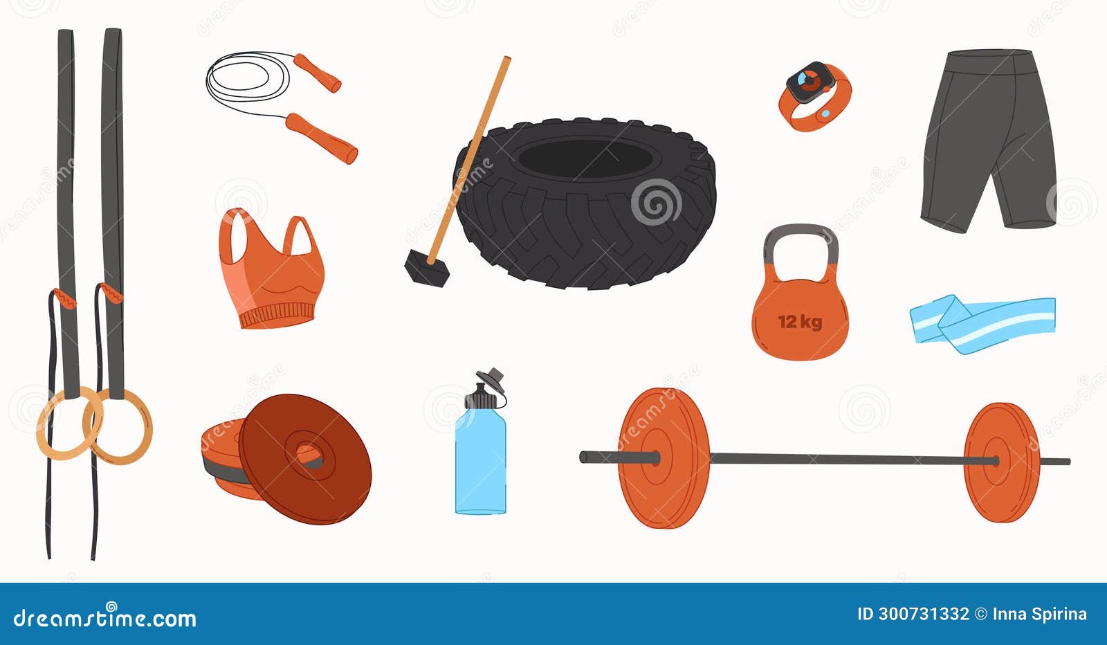 Vector Workout Objects Set. Gym Equipment Flat Design. Collection on ...