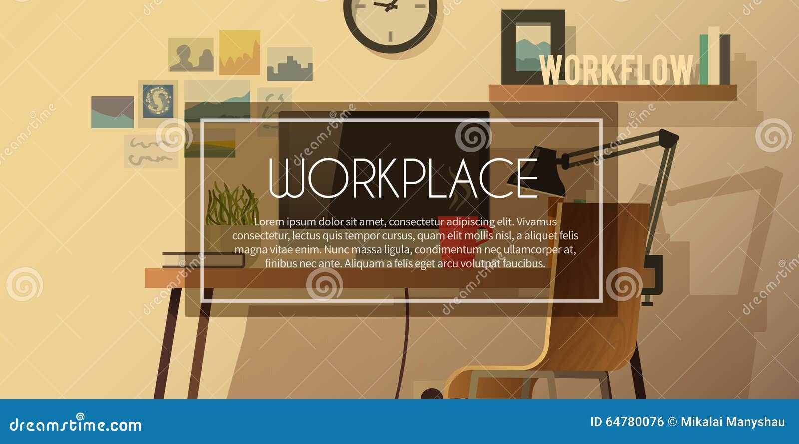 Vector Workplace Illustration Stock Vector - Illustration of analytics ...