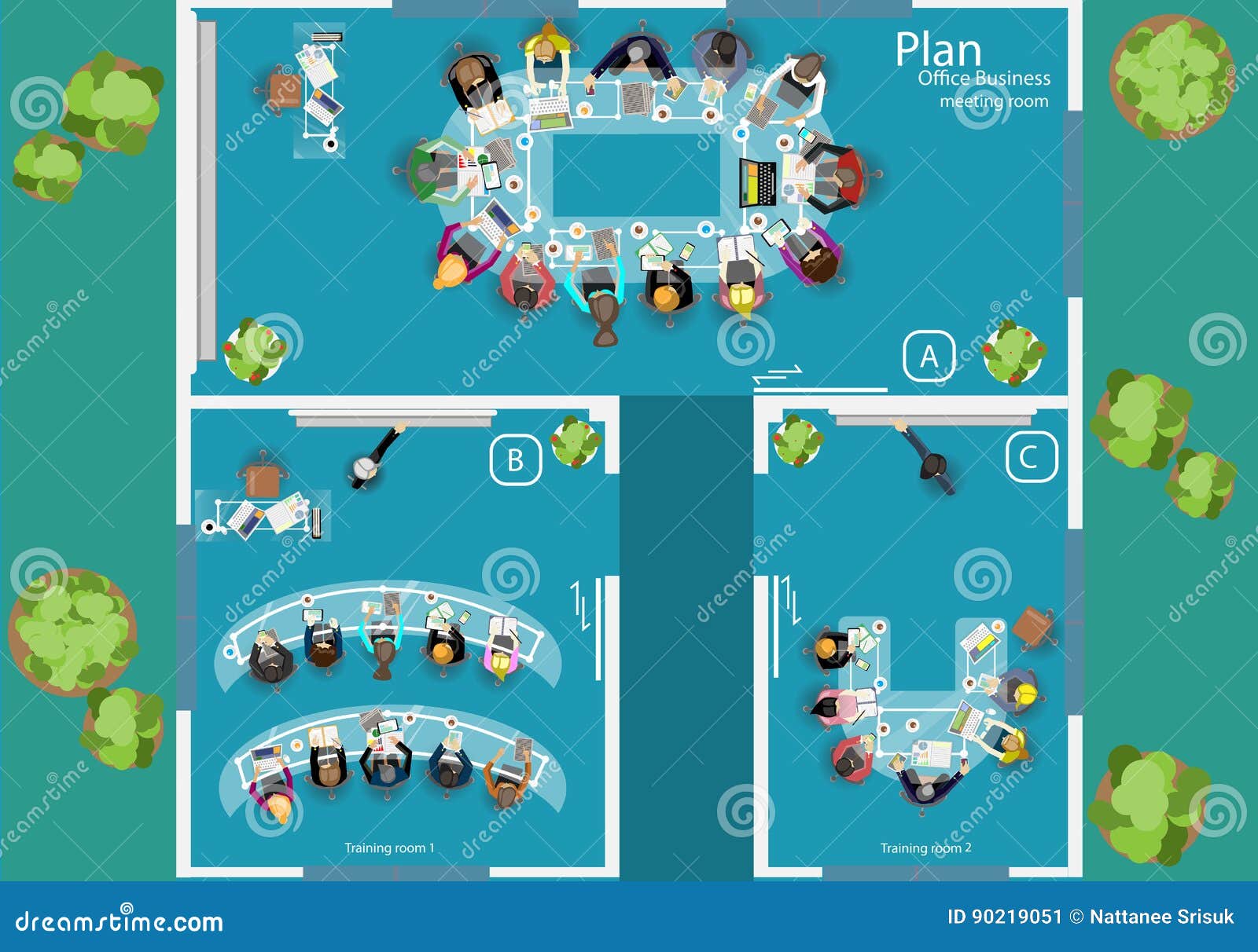 Vector Works Pace for Business Meetings and Brainstorming. Analysis ...