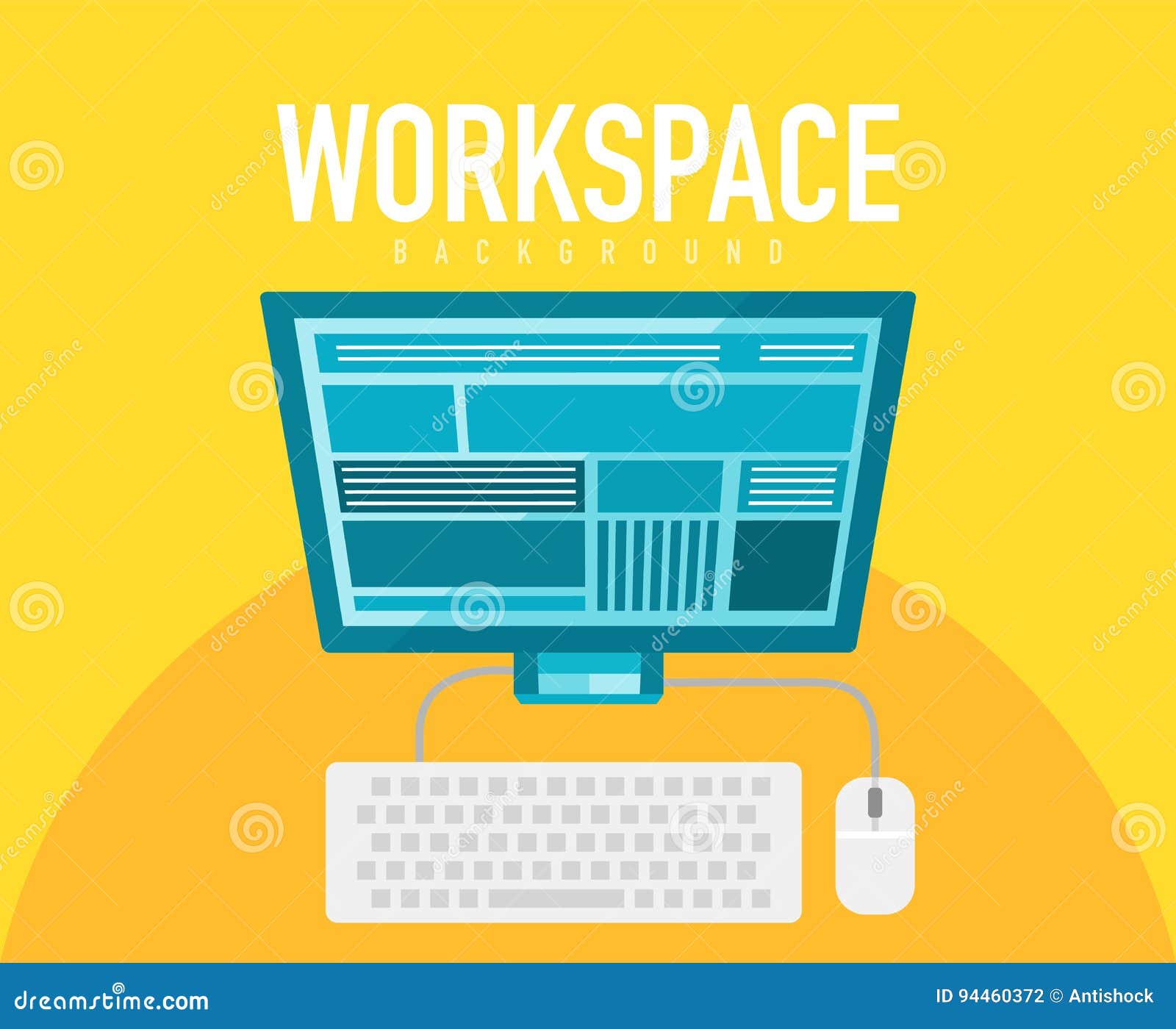 Vector workspace elements stock vector. Illustration of interior - 94460372