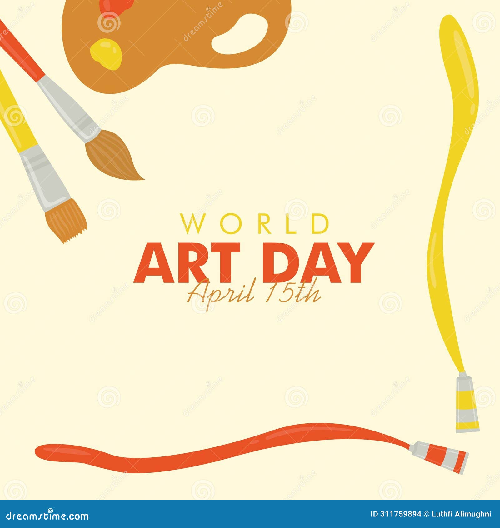 Vector World Art Day Poster Template Stock Vector - Illustration of ...