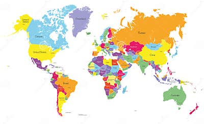 Vector world colored map stock vector. Illustration of america - 60555601