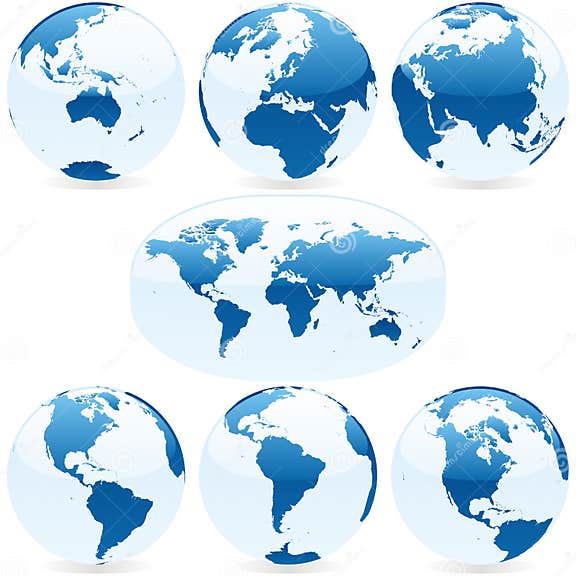Vector World Globes and Map Stock Vector - Illustration of southern ...