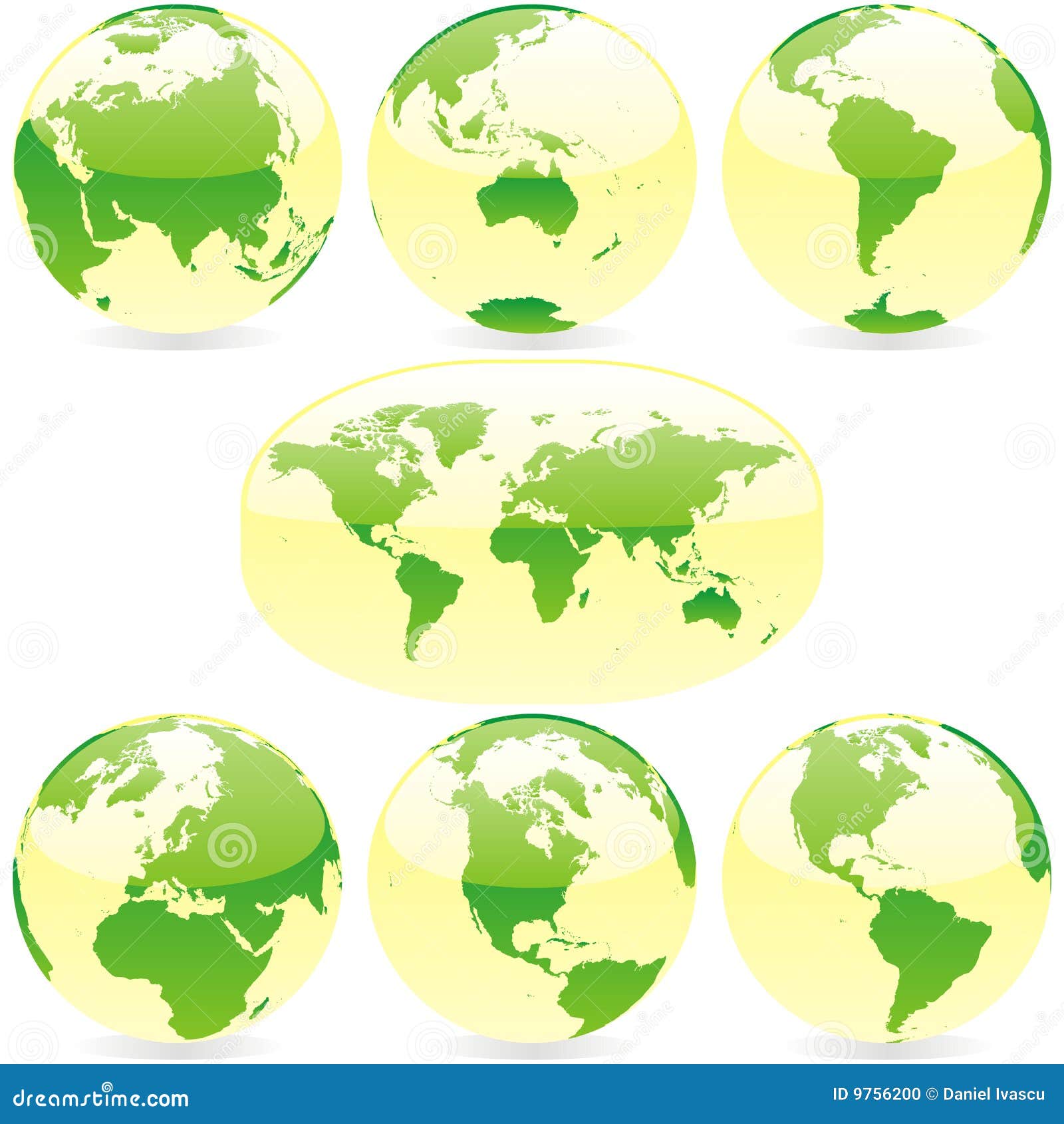 Vector World Globes and Map Stock Vector - Illustration of oceania ...