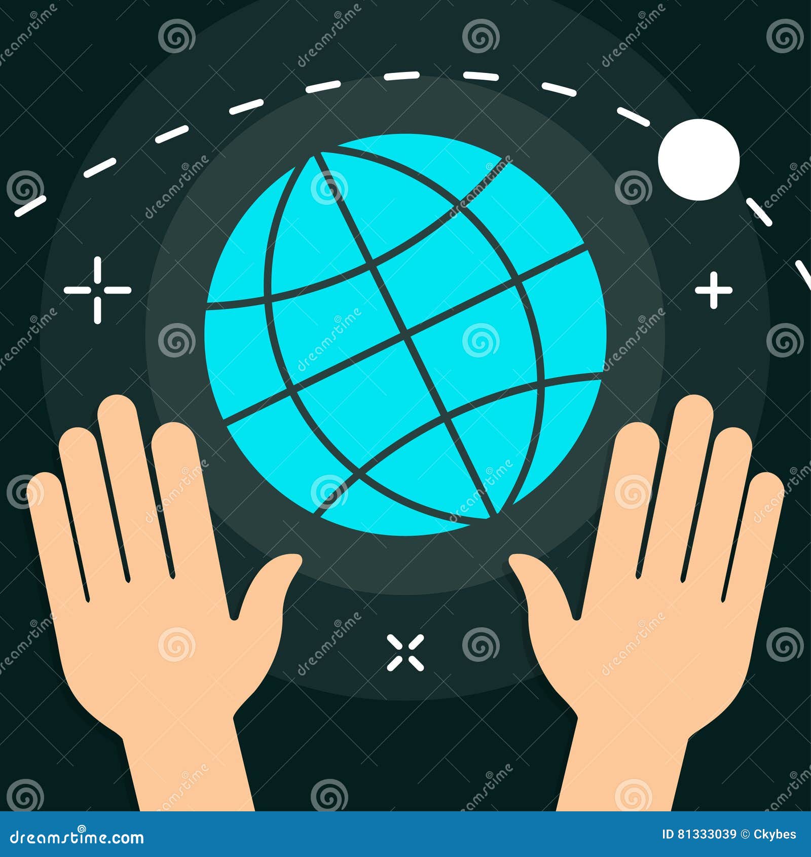 Vector World with Hands Flat Minimal Style Colorful Icon Stock Vector ...