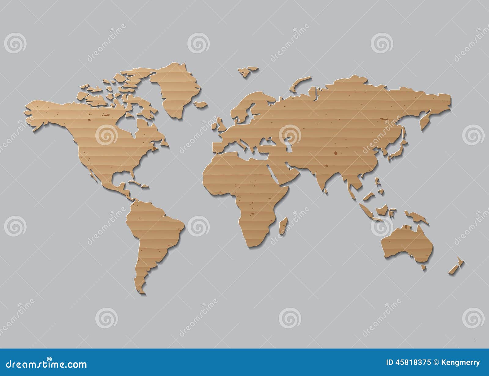 Vector World Map Brown Cardboard Stock Vector - Illustration of frame ...