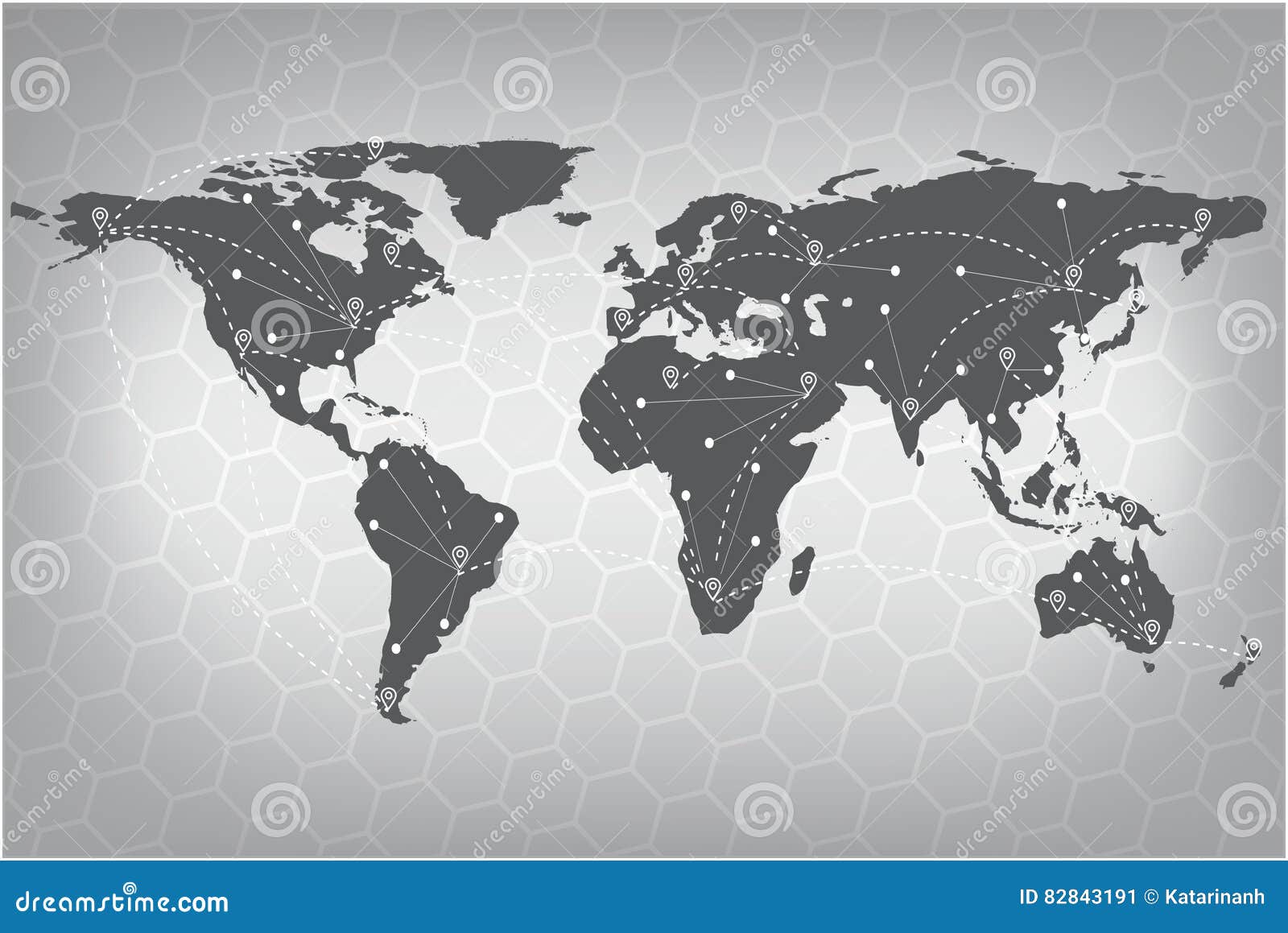 Vector World Map Connection. Gray Similar World Map. World Map Stock ...