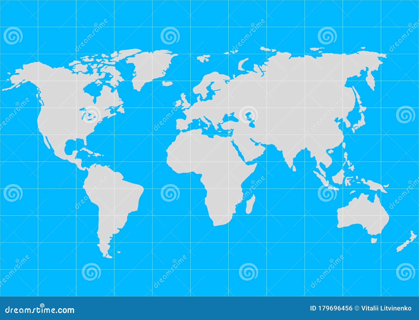 Vector World Map with Continent on a Blue Background Stock Illustration ...