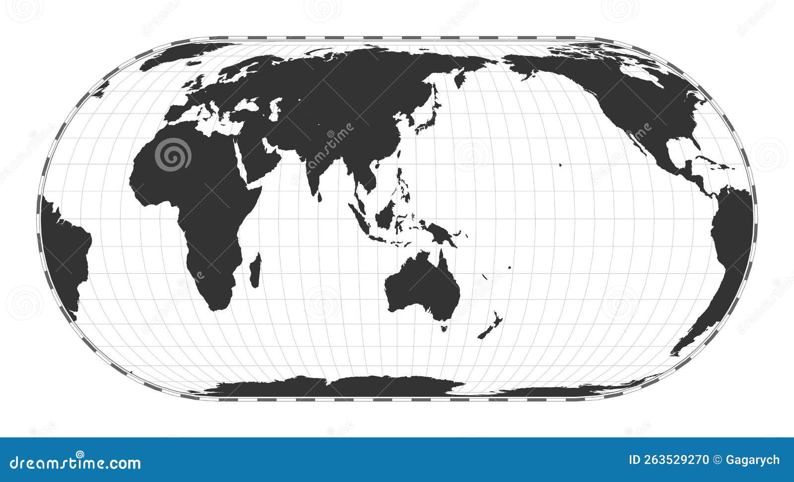 Vector world map. stock vector. Illustration of hemisphere - 263529270