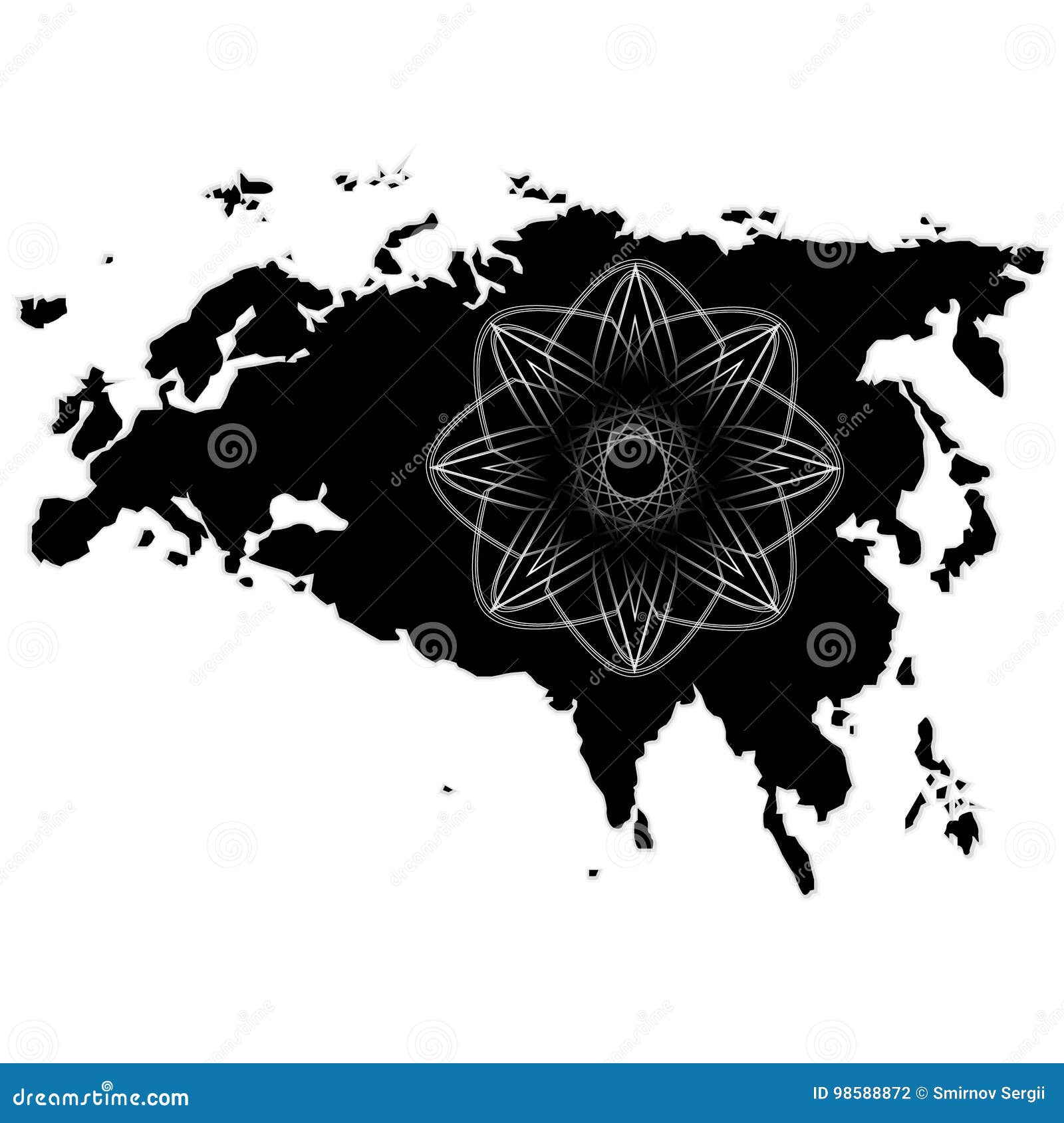 Vector Map Eurasia Continent in the Plane Stock Illustration ...