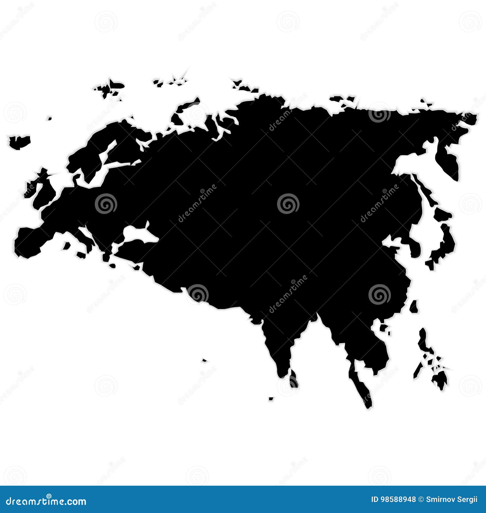 Vector Map Eurasia Continent in the Plane Stock Illustration ...