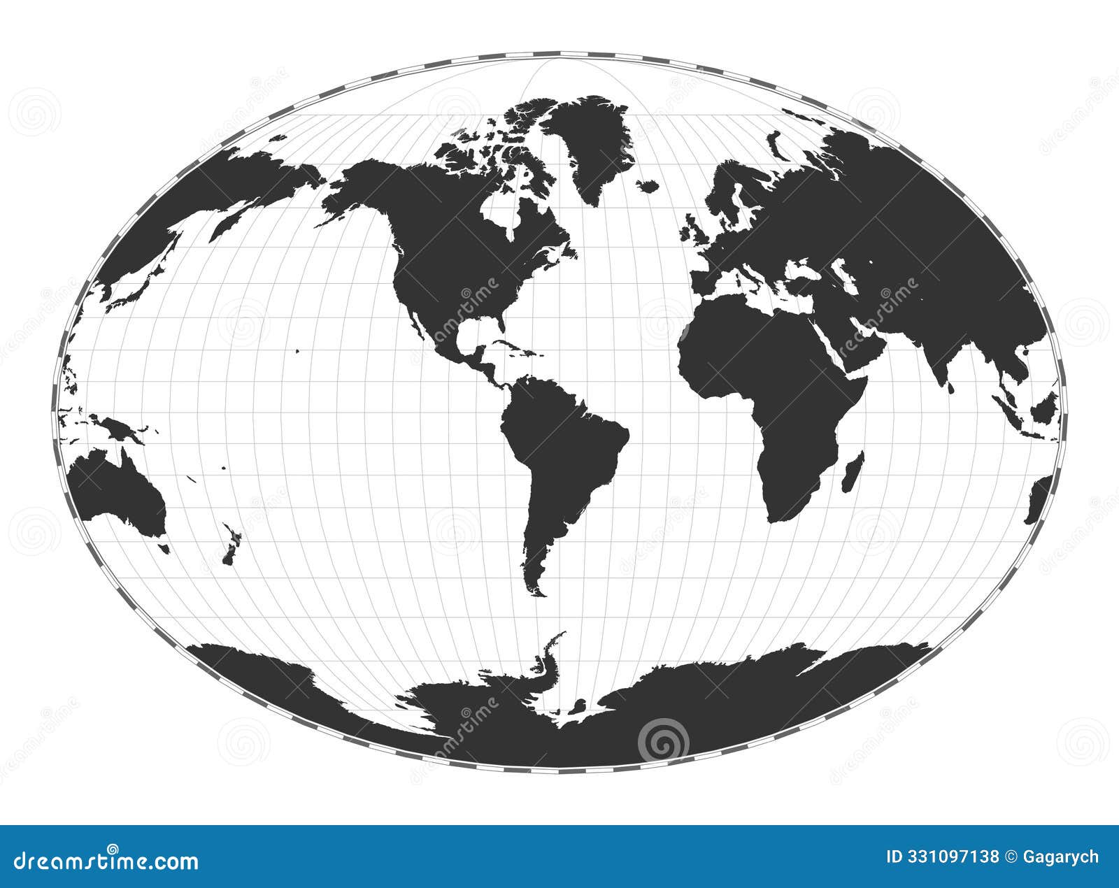 Vector World Map. Fahey Pseudocylindrical Projection Stock Vector ...