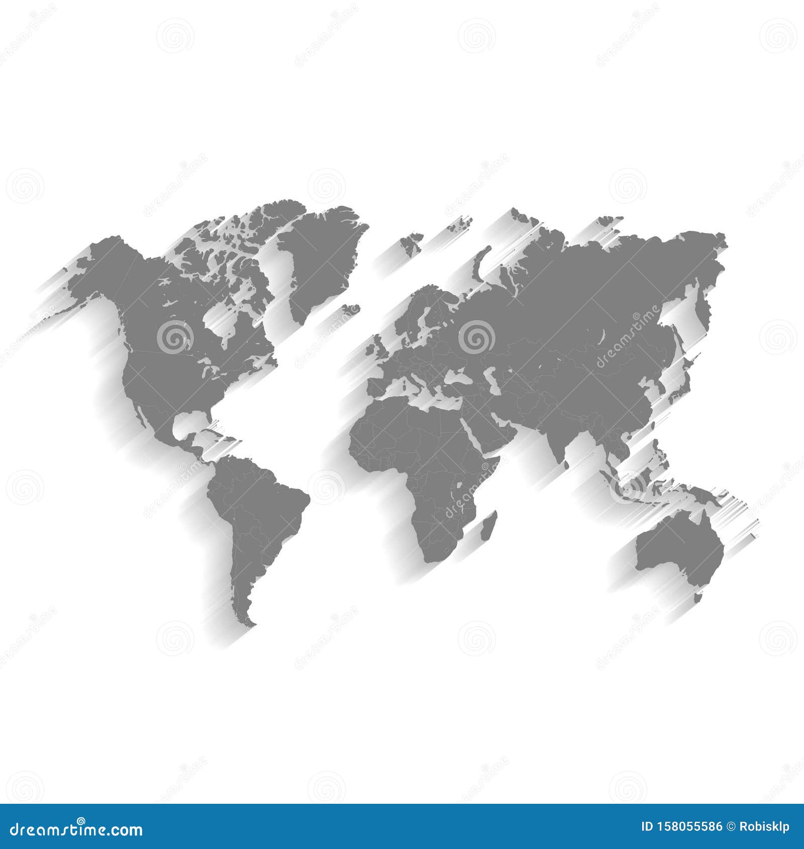 World Map with Flat Style Shadow Stock Vector - Illustration of ...