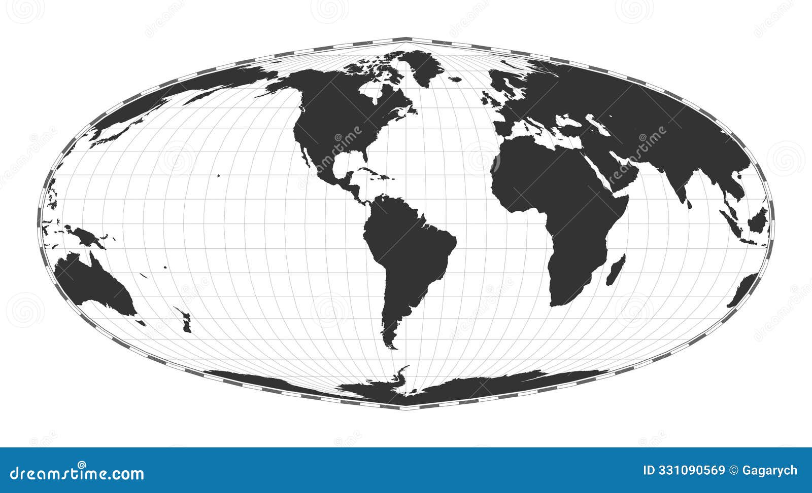 Vector World Map. Foucaut S Sinusoidal Projection Stock Vector ...