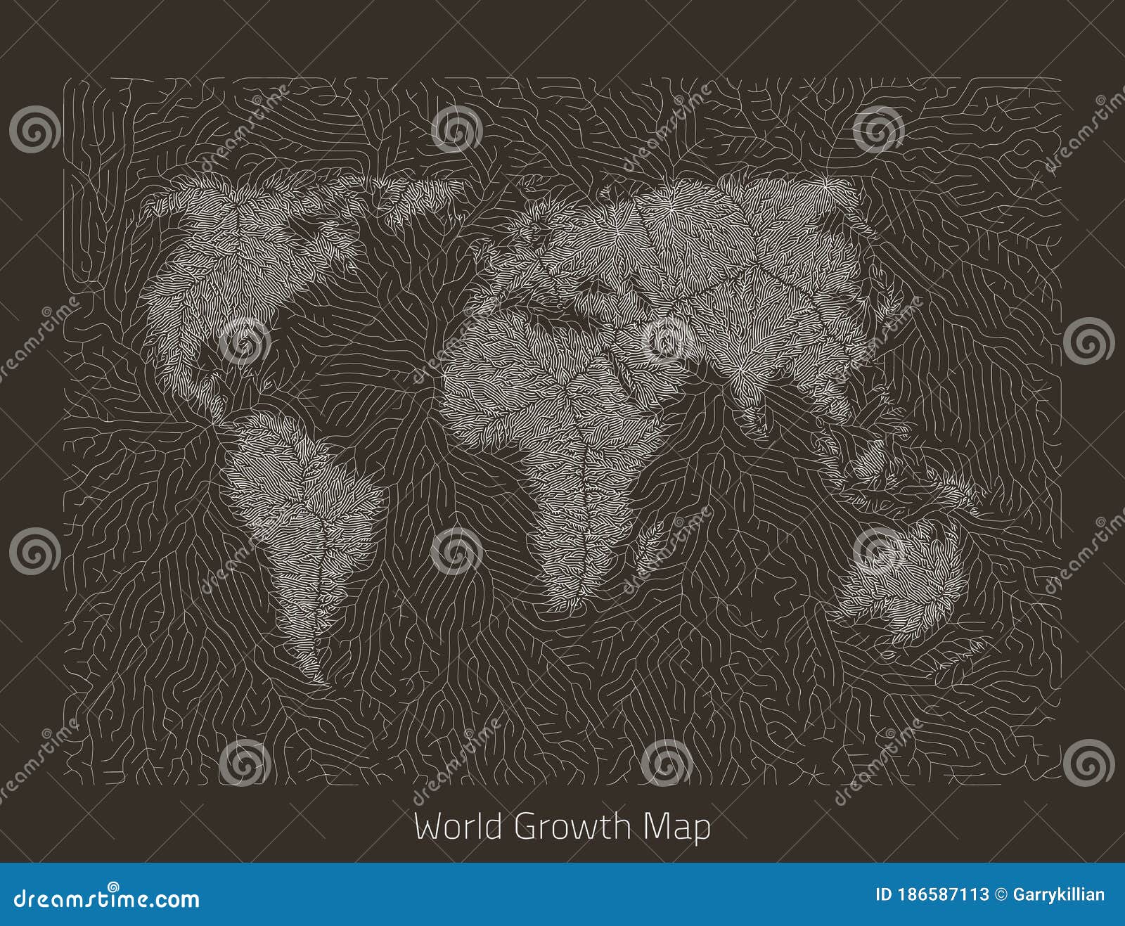 Vector World Map. Generative Growth Structure in Form of Continents ...