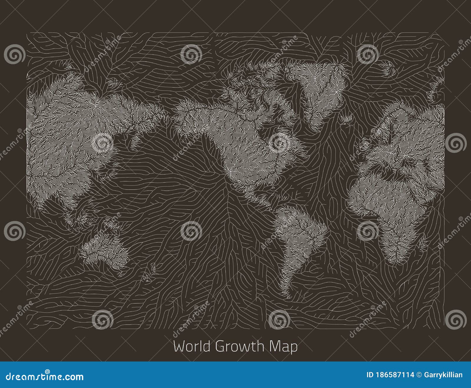 Vector World Map. Generative Growth Structure In Form Of Continents ...