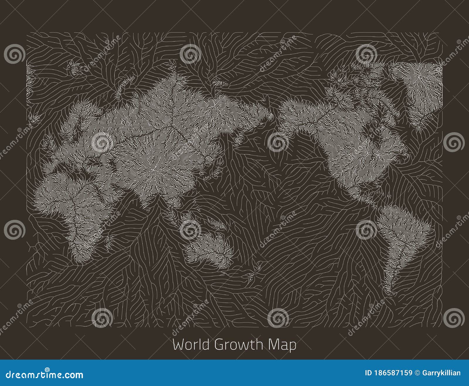 Vector World Map. Generative Growth Structure In Form Of Continents ...