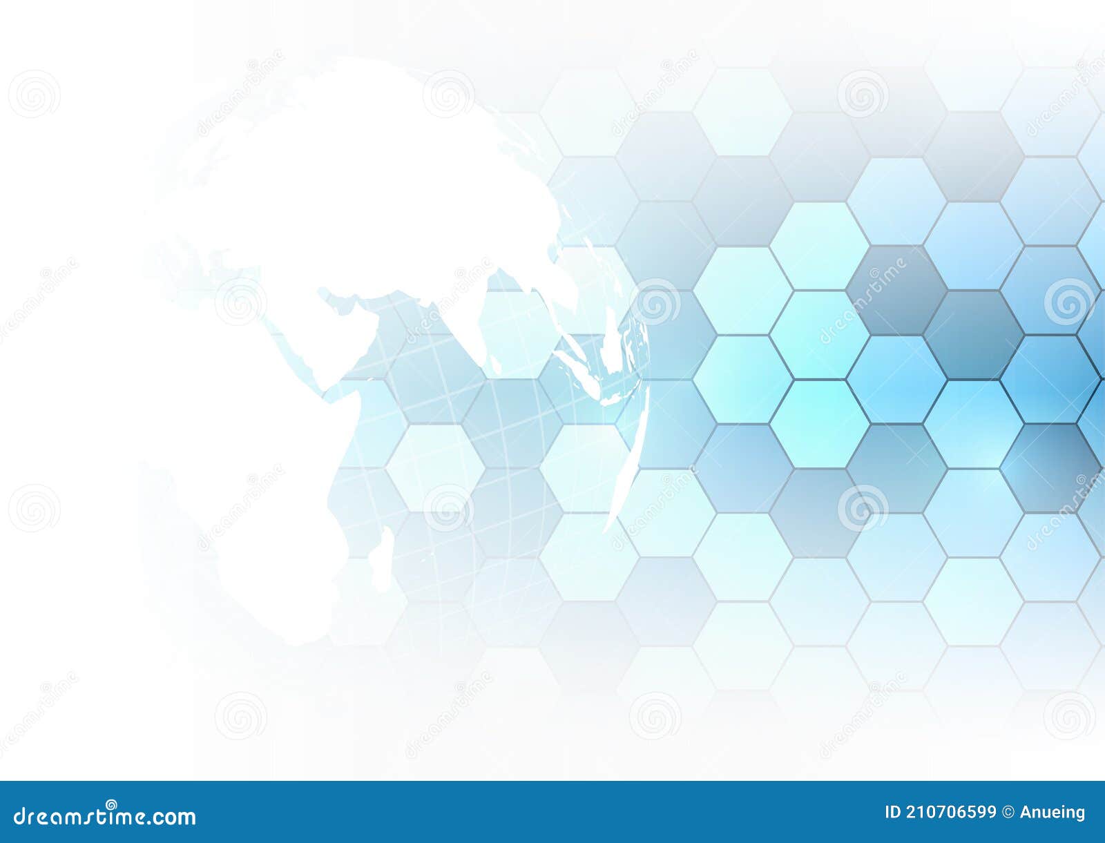Vector : World Map and Hexagons on Blue Medical Background Stock Vector ...