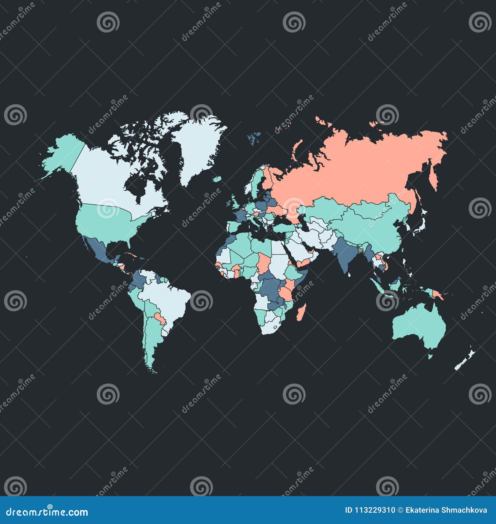 Vector World Map. stock illustration. Illustration of shape - 113229310