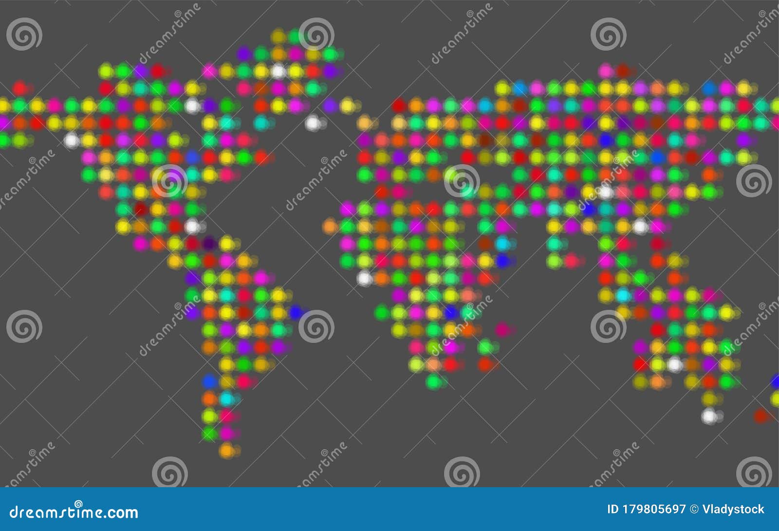 Vector World Map Illustration with Colorful Circles Stock Image - Image ...