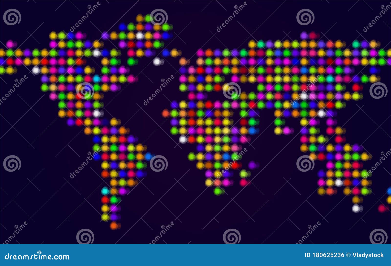 Vector World Map Illustration with Colorful Circles Stock Vector ...