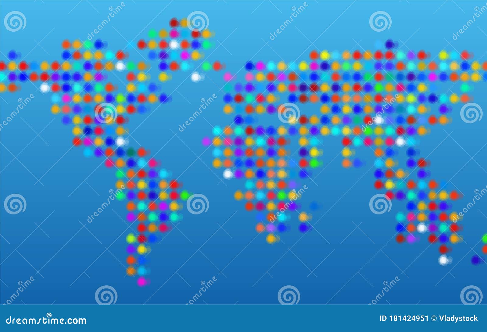 Vector World Map Illustration with Colorful Circles Stock Illustration ...