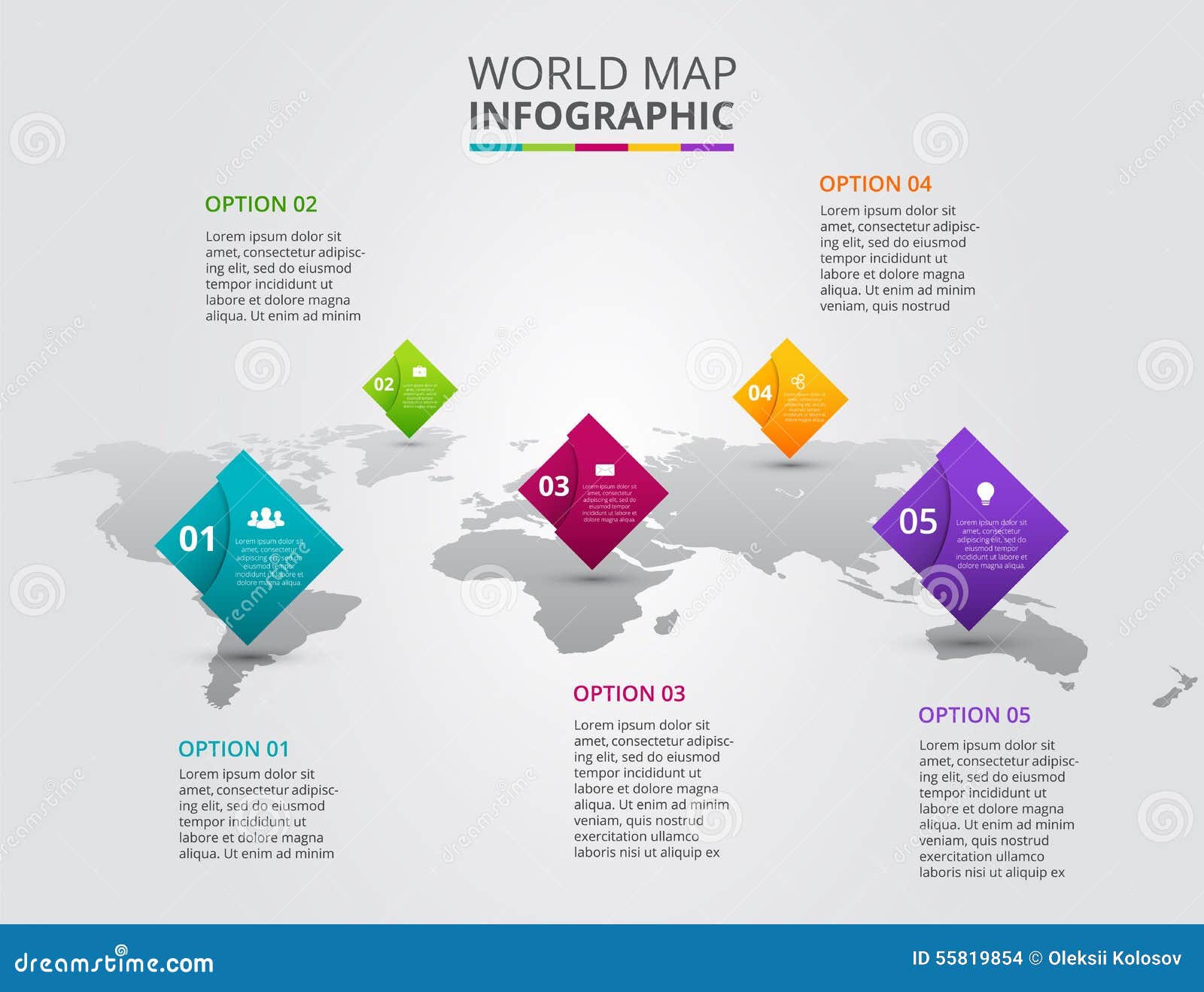 Vector World Map with Infographic Elements. Stock Vector - Illustration ...