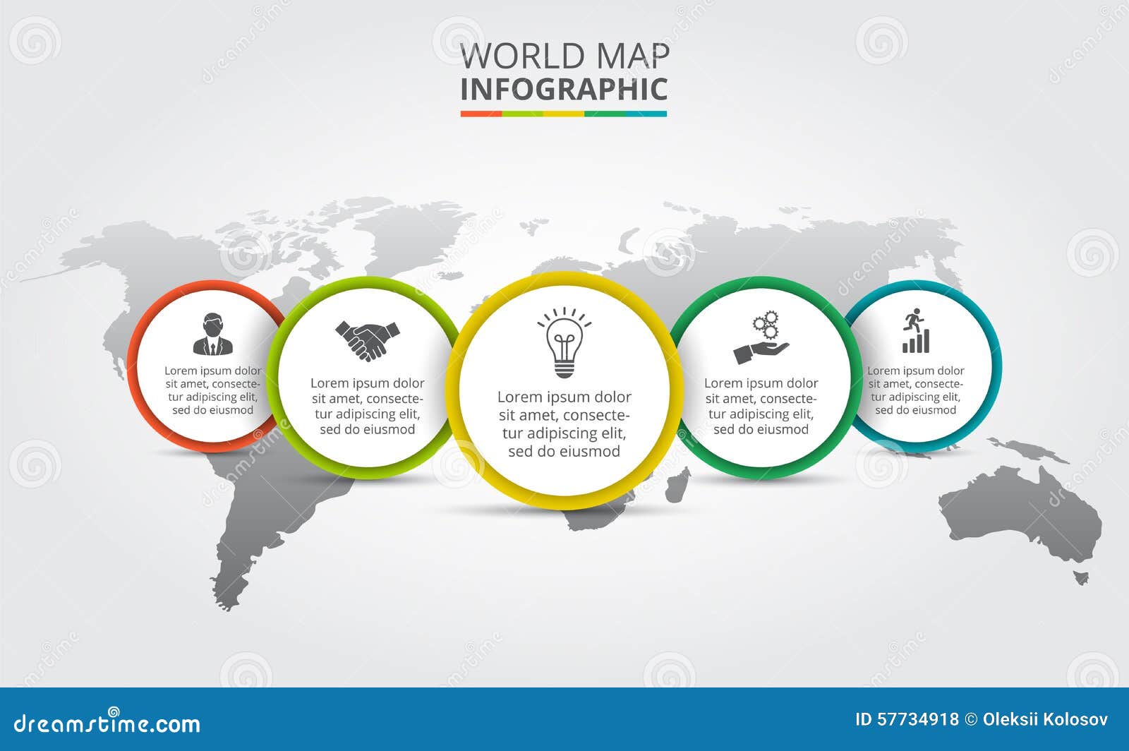 Vector World Map with Infographic Elements. Stock Vector - Illustration ...