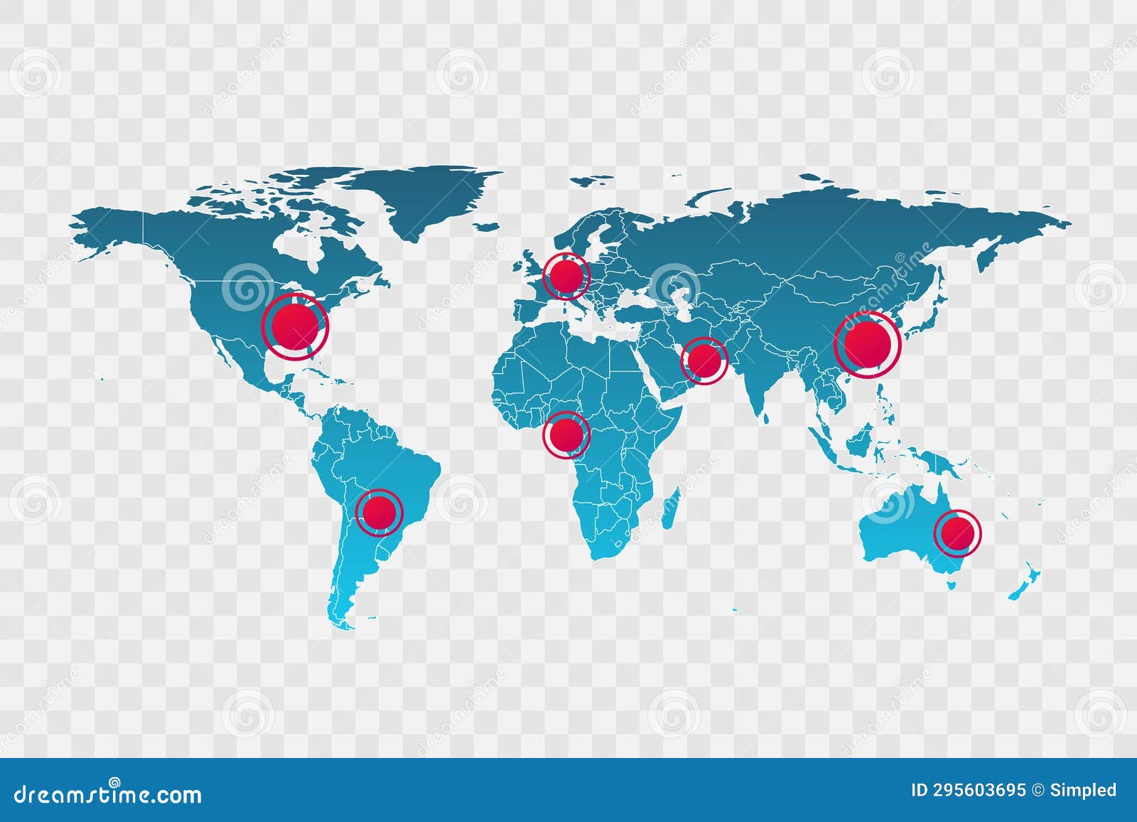 Vector World Map Infographic Symbol. Blue Gradient Icon with Borders ...