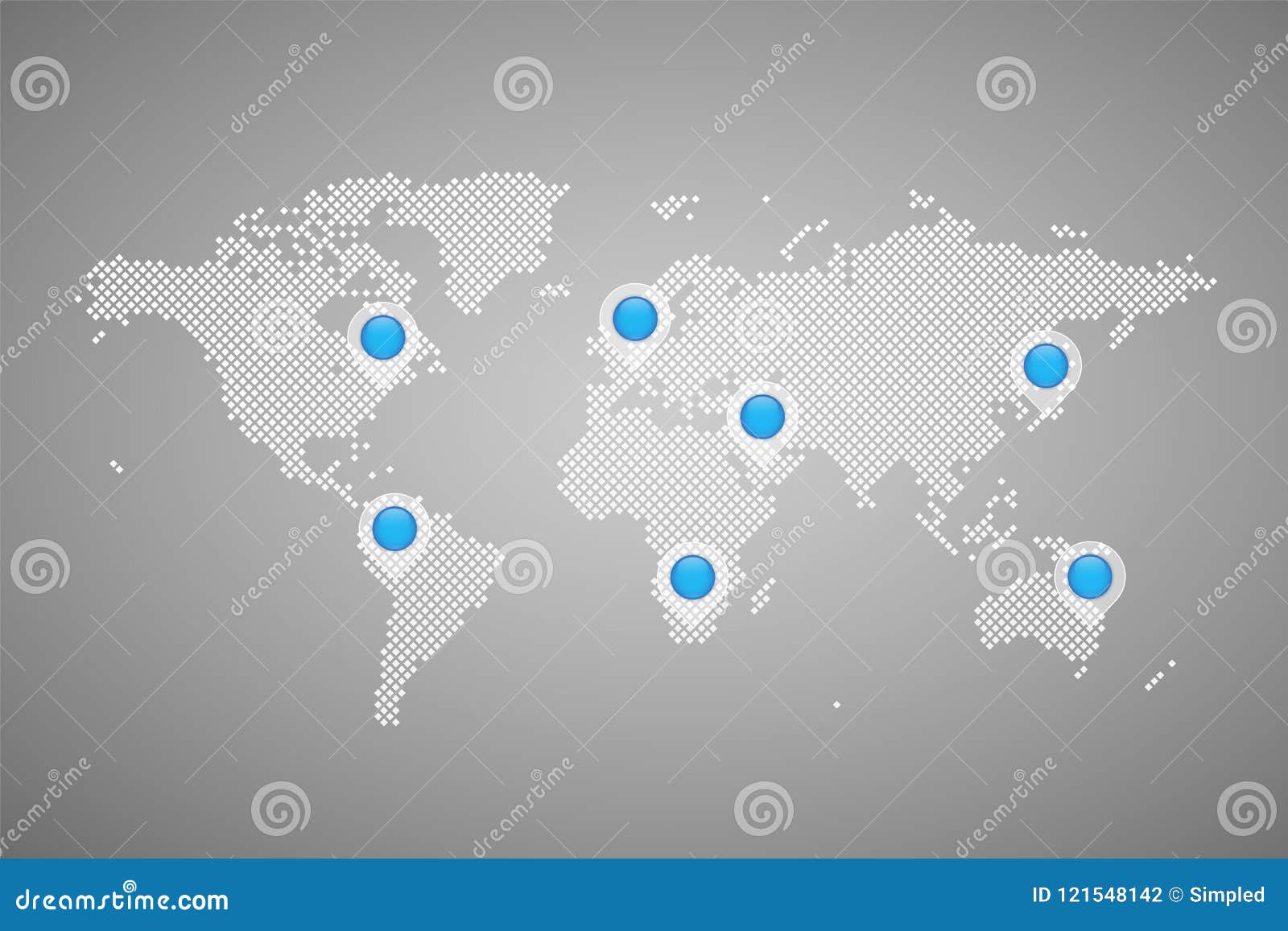 Vector World Map Infographic Symbol. Dotted Icon With Map Pointers ...