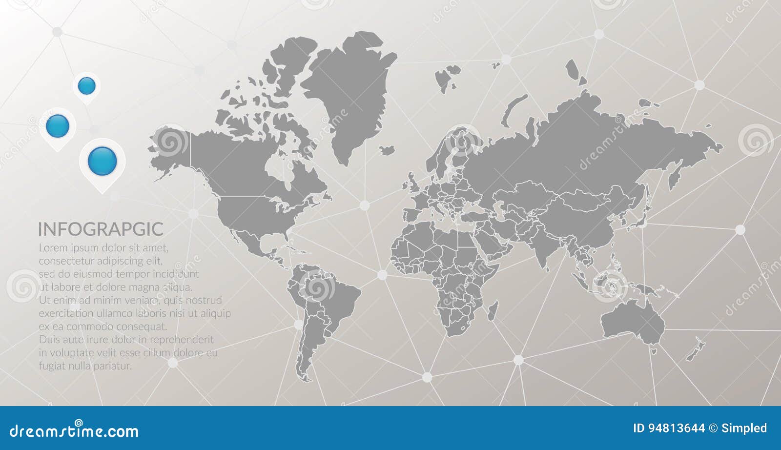 Vector World Map Infographic Symbol. Map Pointer Icons, Abstract ...