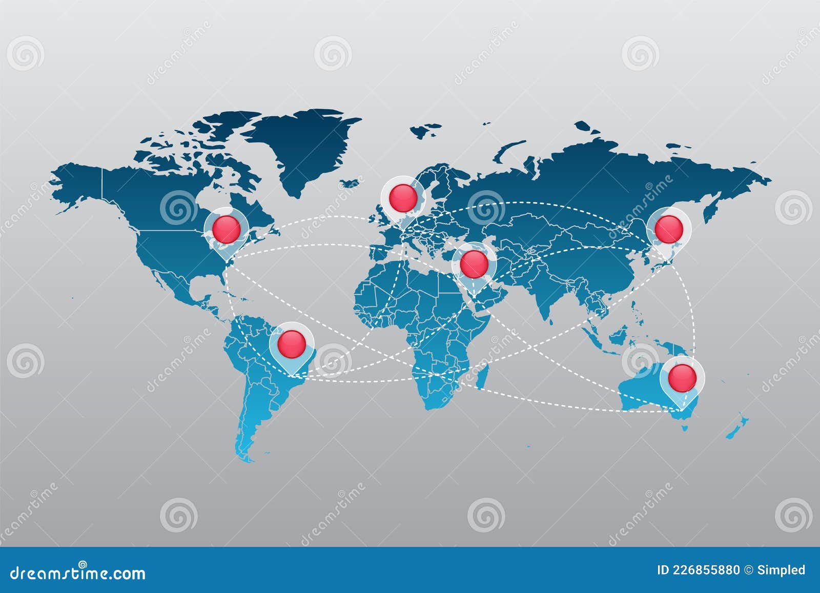 Vector World Map Infographic Symbol with Map Pointers. International ...