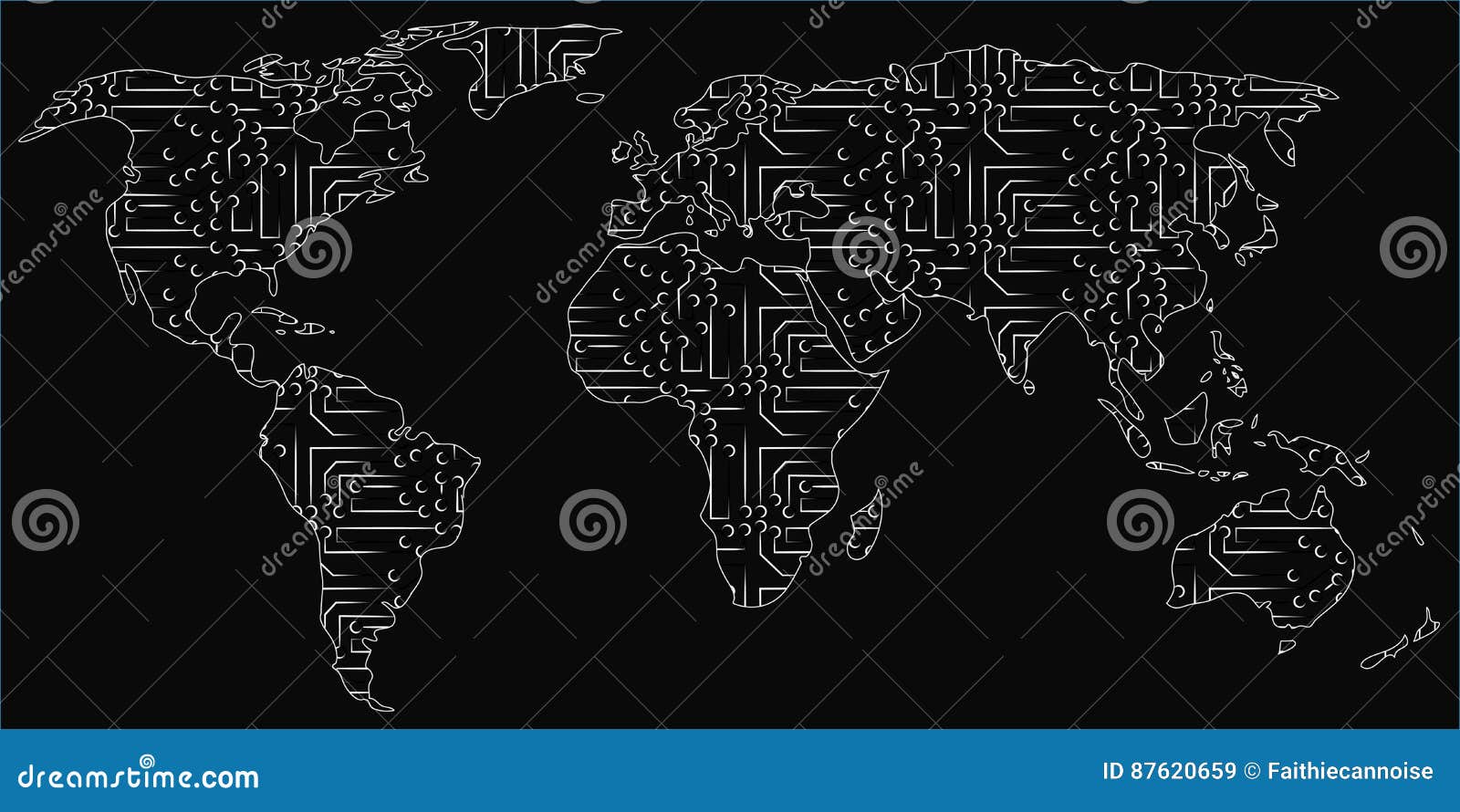 Vector of World Map Made of Electronic Microchip Circuits Stock Vector ...